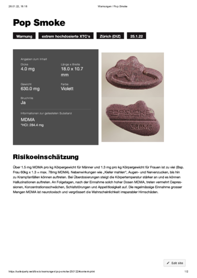 DrugsData.org (was EcstasyData): Test Details : Result #12093 - Pop ...