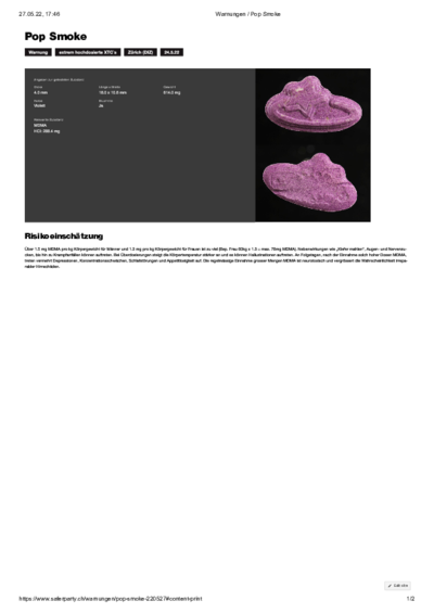 DrugsData.org (was EcstasyData): Test Details : Result #12998 - Pop ...