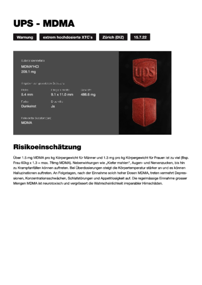 DrugsData.org (was EcstasyData): Test Details : Result #13633 - UPS, 13633