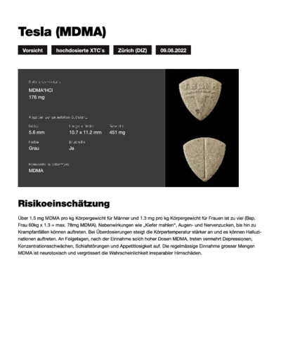 DrugsData.org (was EcstasyData): Test Details : Result #13810 - Tesla ...