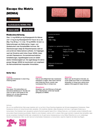 DrugsData.org (was EcstasyData): Test Details : Result #17000 - Escape ...